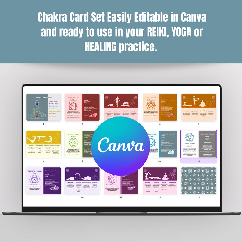 Chakra Card Set | Printable Chakra Cards | PDF & Canva Template ...