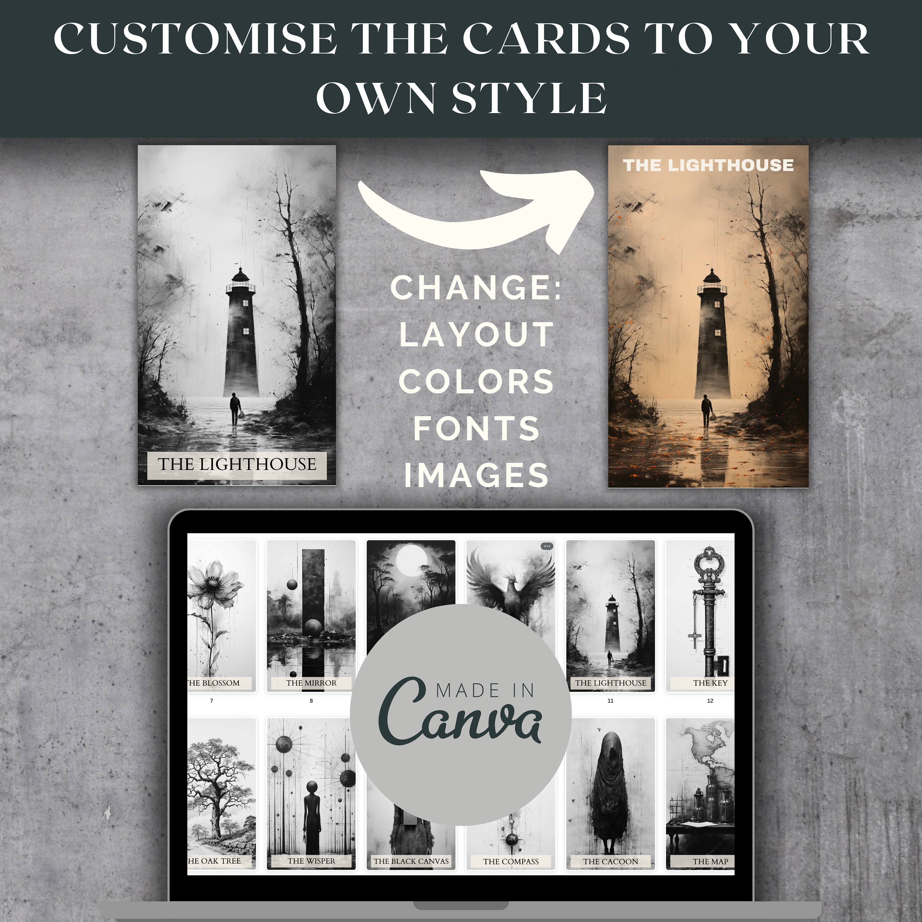 Oracle Deck 66 Printable Self-reflection Oracle Cards Canva Template ...