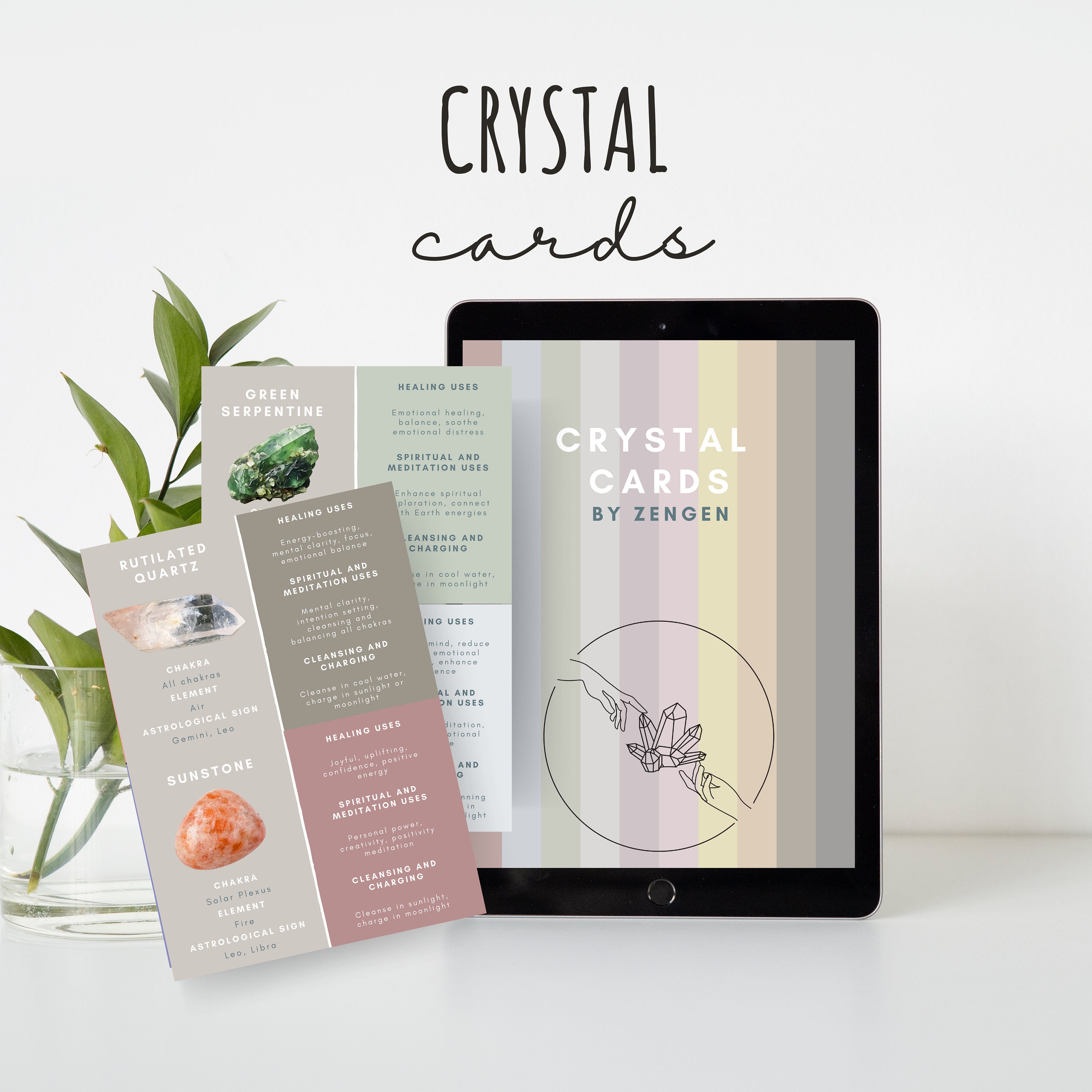 Set of 100 Instant Download Crystal Cards, Printable Crystal Card Deck ...
