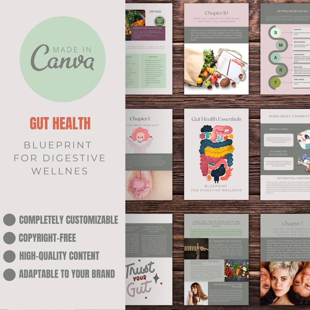 Gut Health Editable Ebook Template Canva | Nutrition Coach Lead Magnet ...