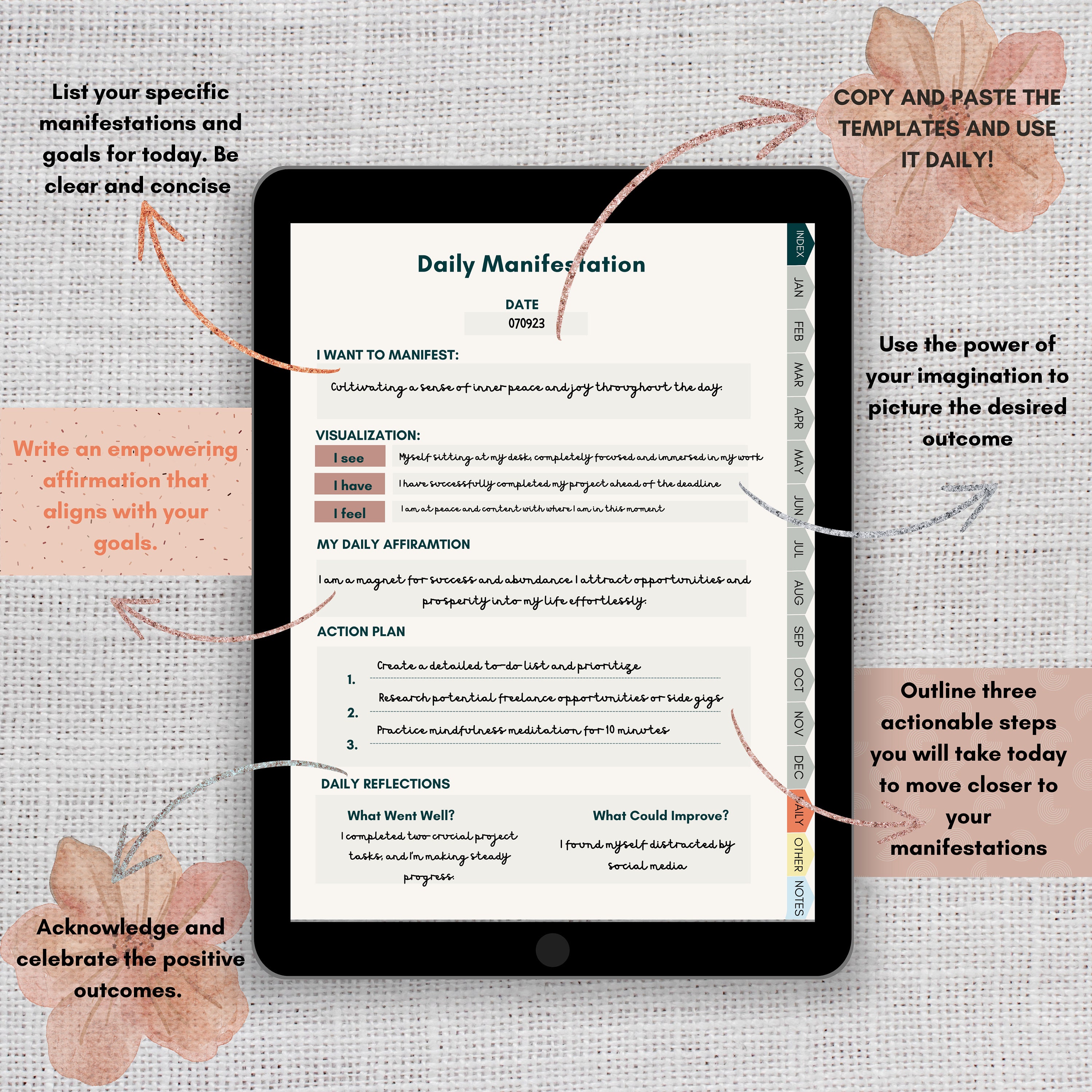 Manifestation Journal Goodnotes Digital Planner Affirmation Gratitude ...