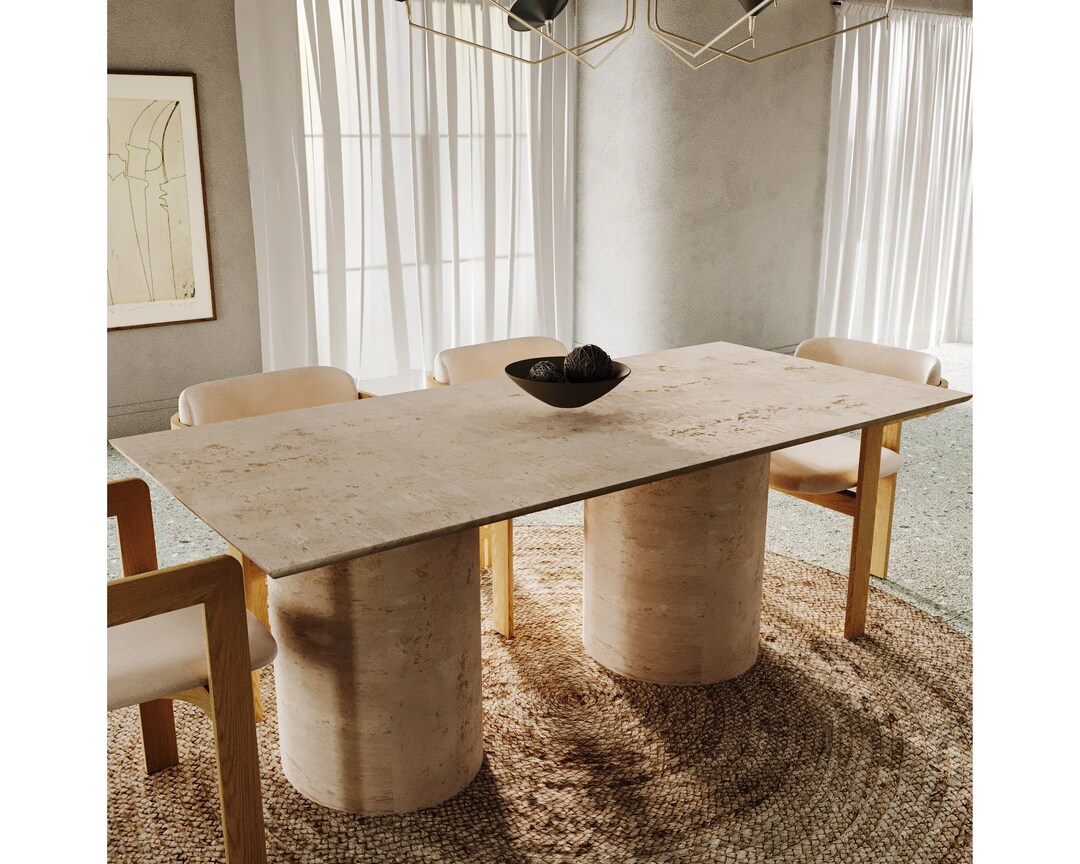 Pangea Collection Travertine Dining Table Incontro - Etsy