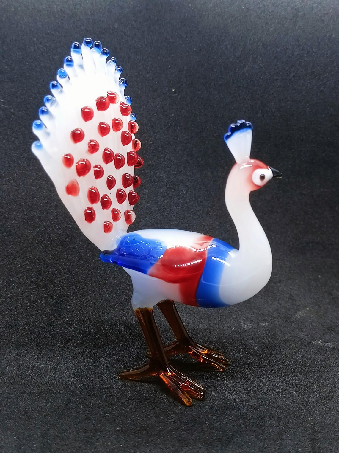 Handmade Murano Glass Peacock Figurine, Colorful Bird Sculpture - Etsy