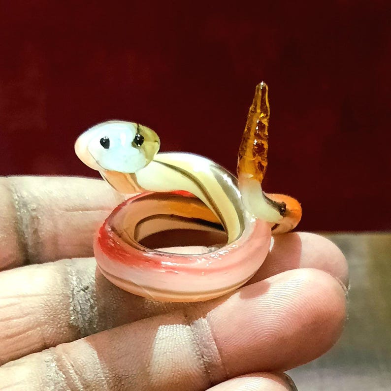Handmade Murano Glass Rattle Snake Figurine, Rainbow Snake Decor - Etsy