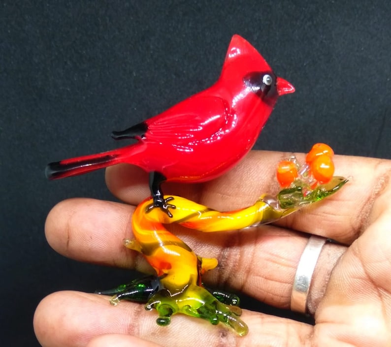 Murano Glass Red Cardinal Bird Cardinal Sculpture Red Cardinal Figurine ...