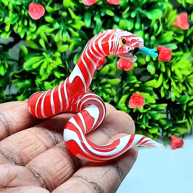 Handmade Murano Glass Candy Cane Snake, Christmas Home Decor - Etsy