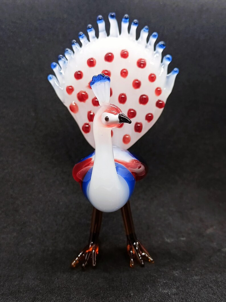 Handmade Murano Glass Peacock Figurine, Colorful Bird Sculpture - Etsy