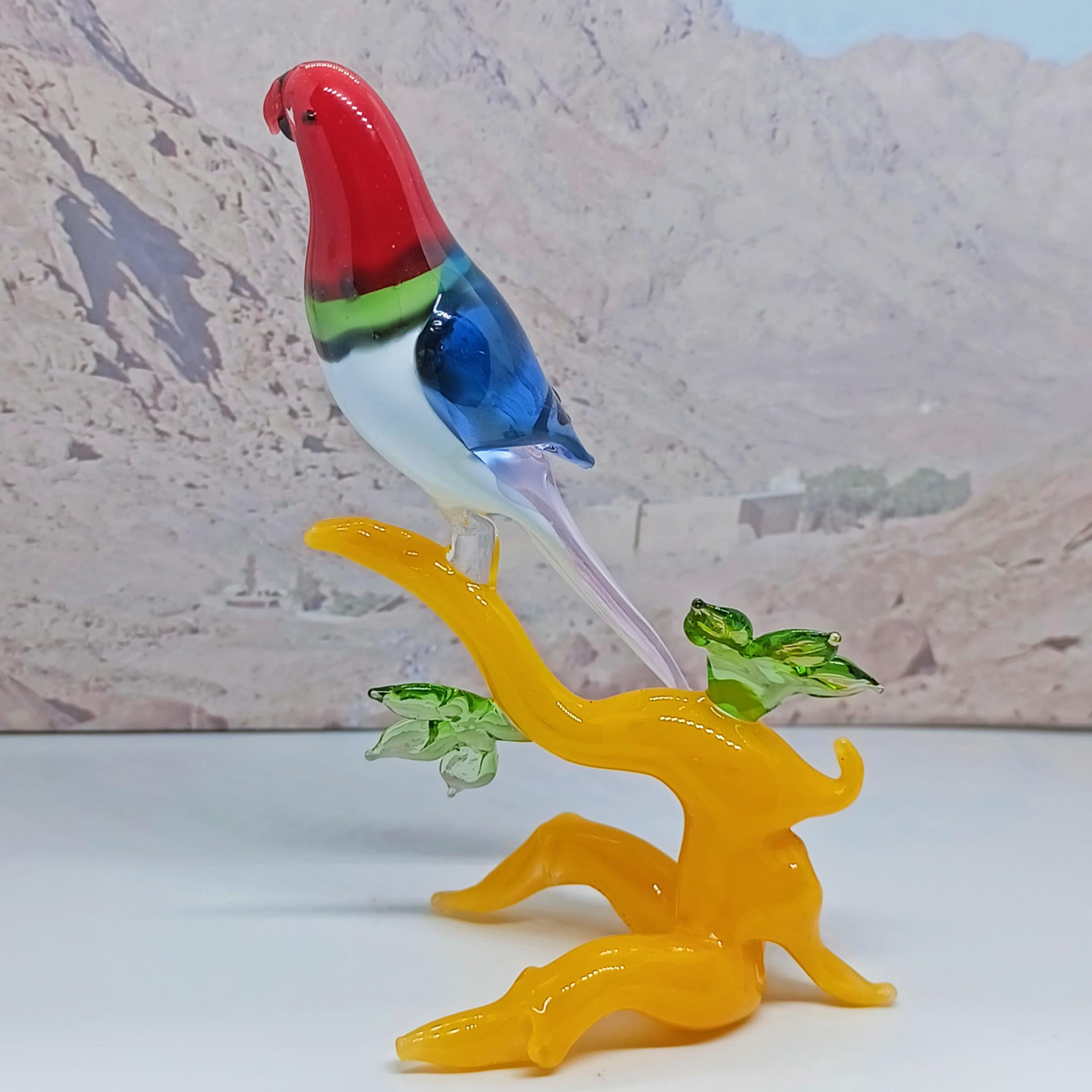 Handmade Murano Glass Macaw Parrot Sculpture, Desktop Decor - Etsy