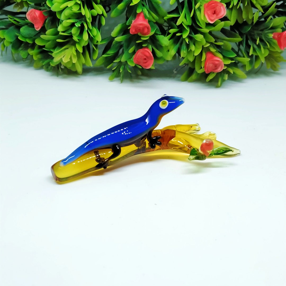Murano Glass Lizard Figurine - Blue Handmade Glass Decor - Etsy