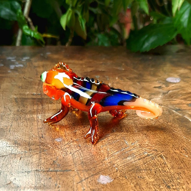 Murano Glass Lizard Figurine, Multicolor Sculpture - Etsy