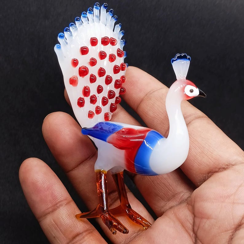 Handmade Murano Glass Peacock Figurine, Colorful Bird Sculpture - Etsy