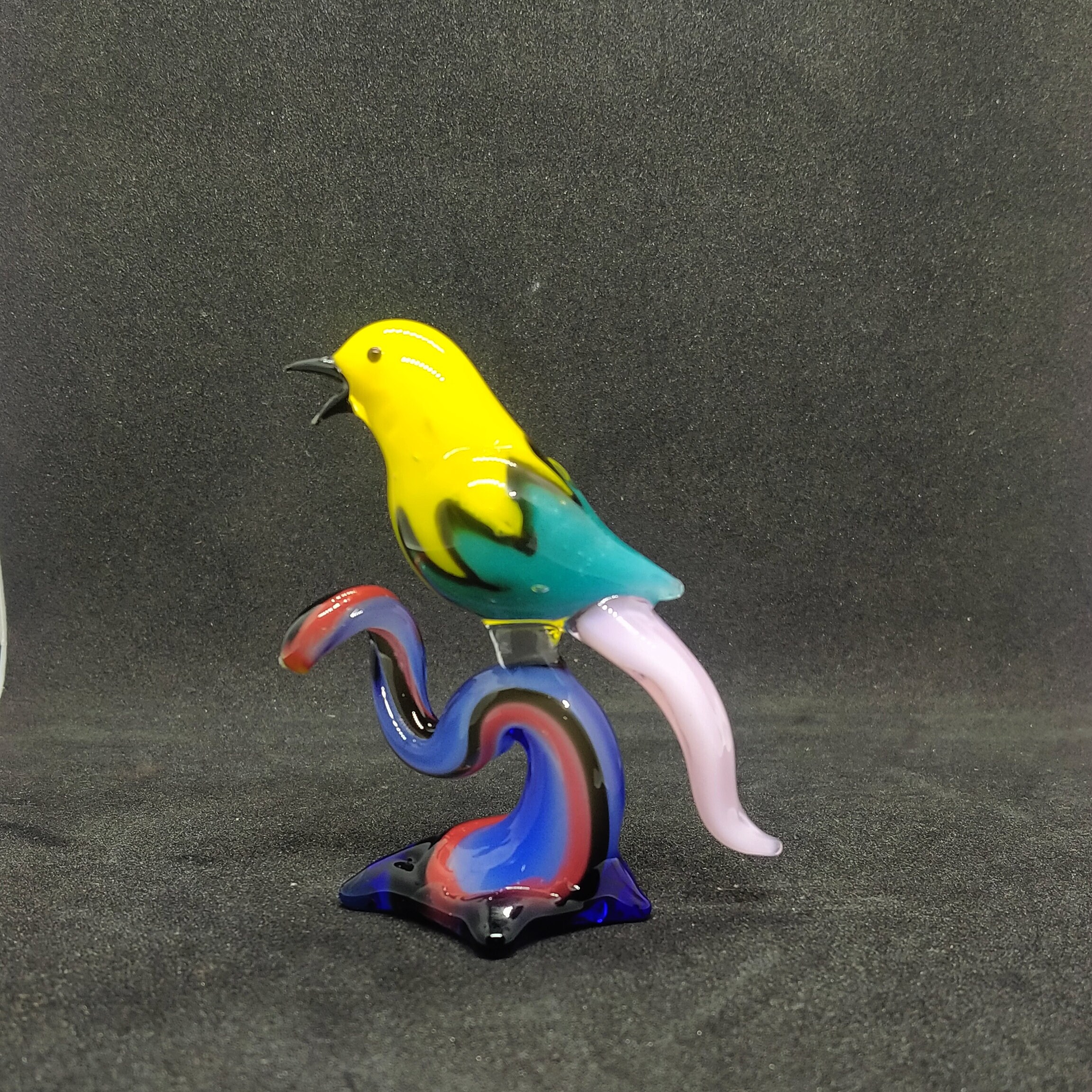 Murano Handmade Glass Art Yellow Color Bird With Stand Home - Etsy