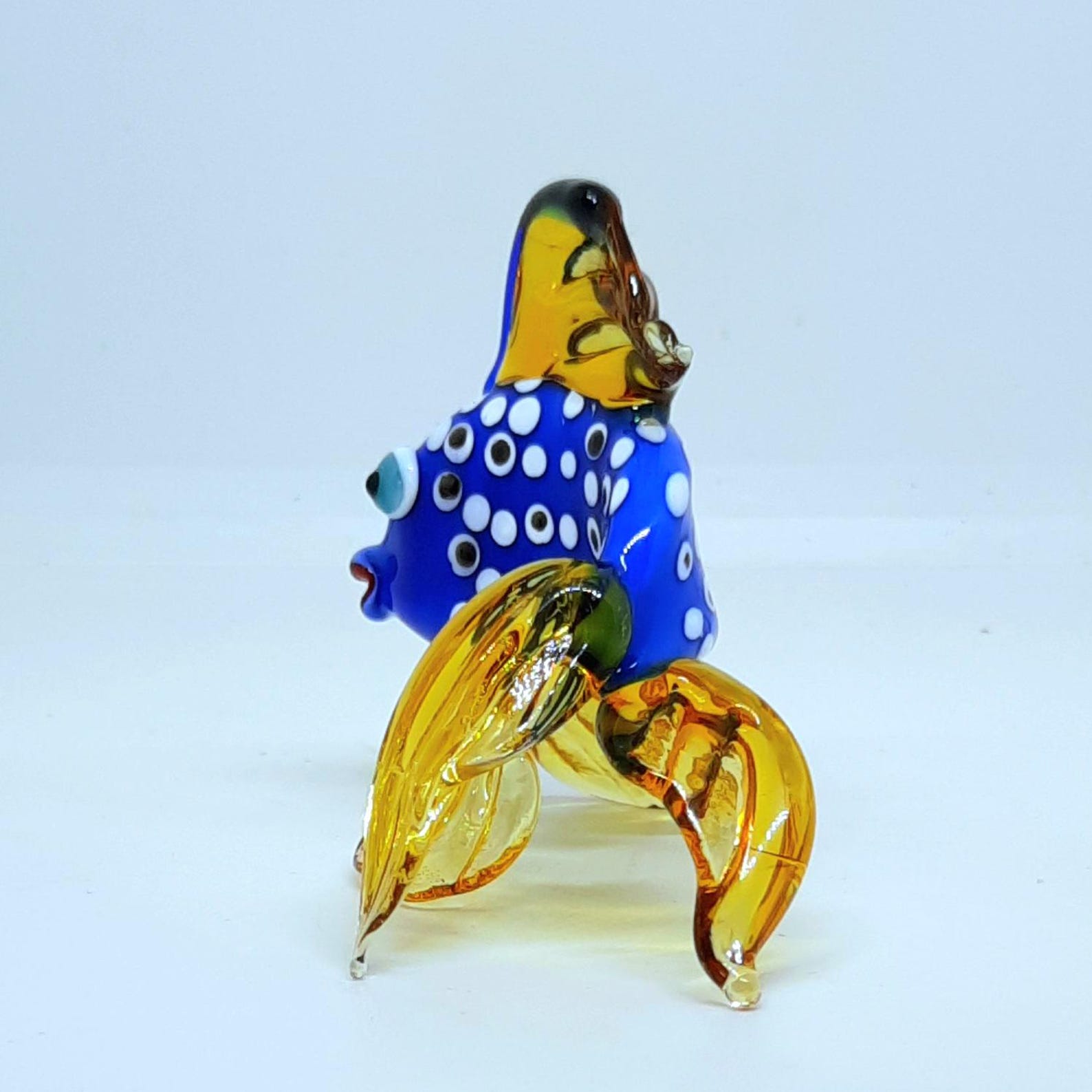 Murano Glass Blue Fish Handmade Glass Fish Sculpture Blue Dots Fish ...