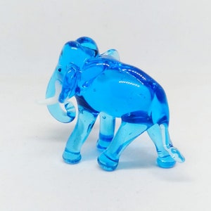 Murano Handmade Glass Art Elephant Aqua Blue Color for Home Ornaments ...