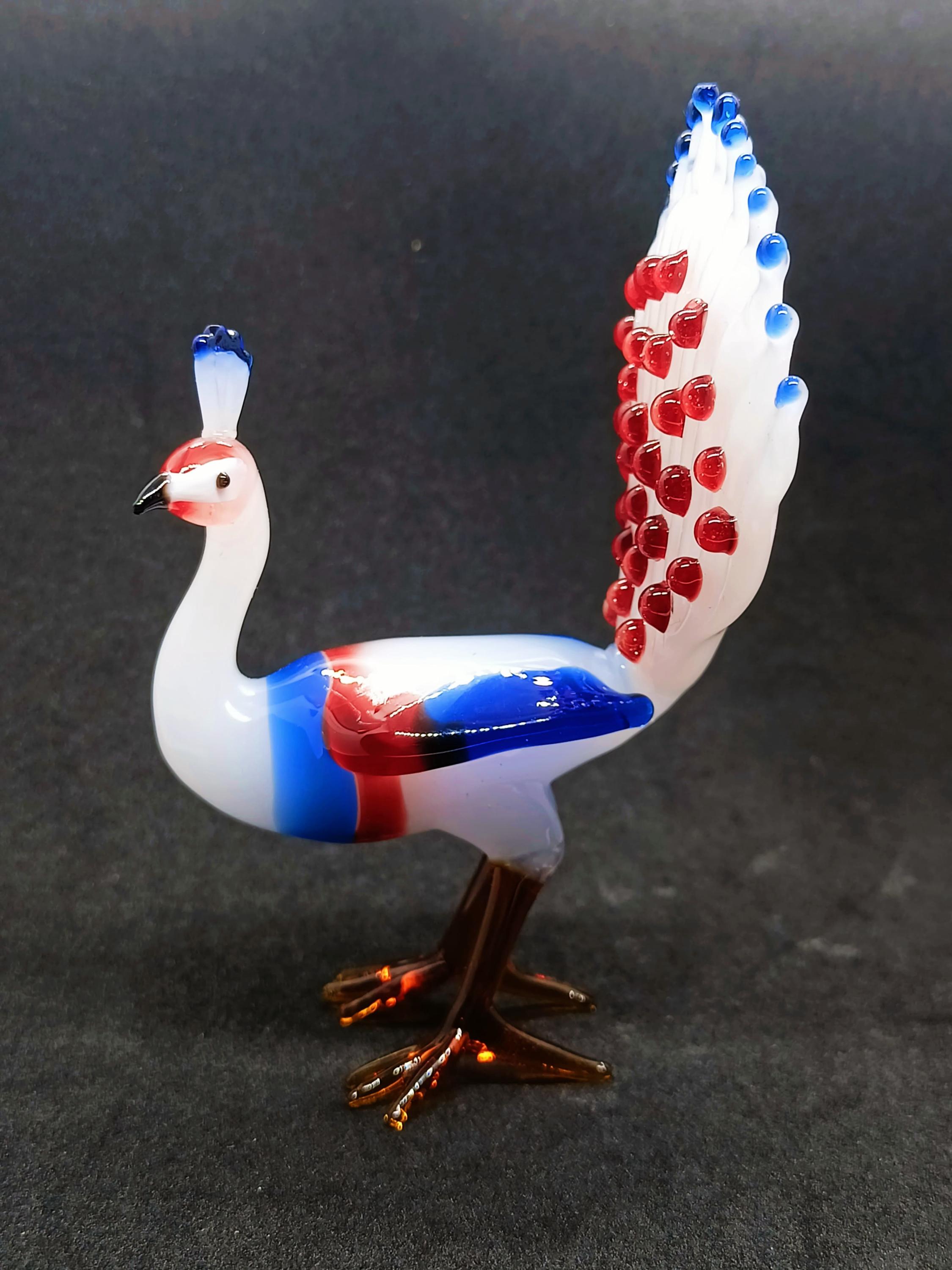 Handmade Murano Glass Peacock Figurine, Colorful Bird Sculpture - Etsy