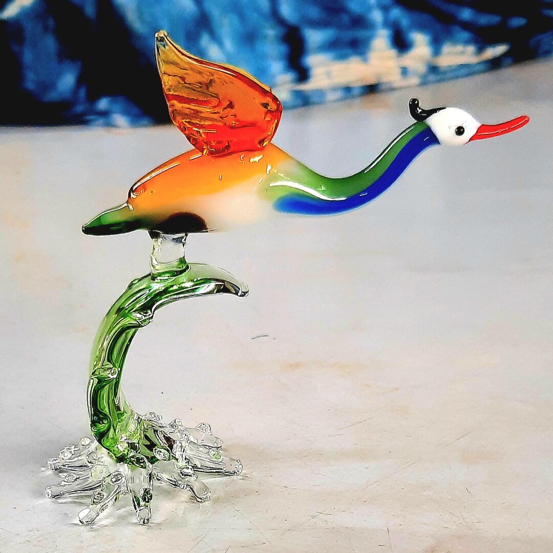 Murano Glass Swan Handmade Swan Flying Swan Figurine Swan Sculpture ...