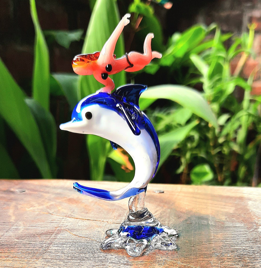 Murano Glass Art Dolphin Fish Sculpture Handmade Glass Dolphin Figurine ...