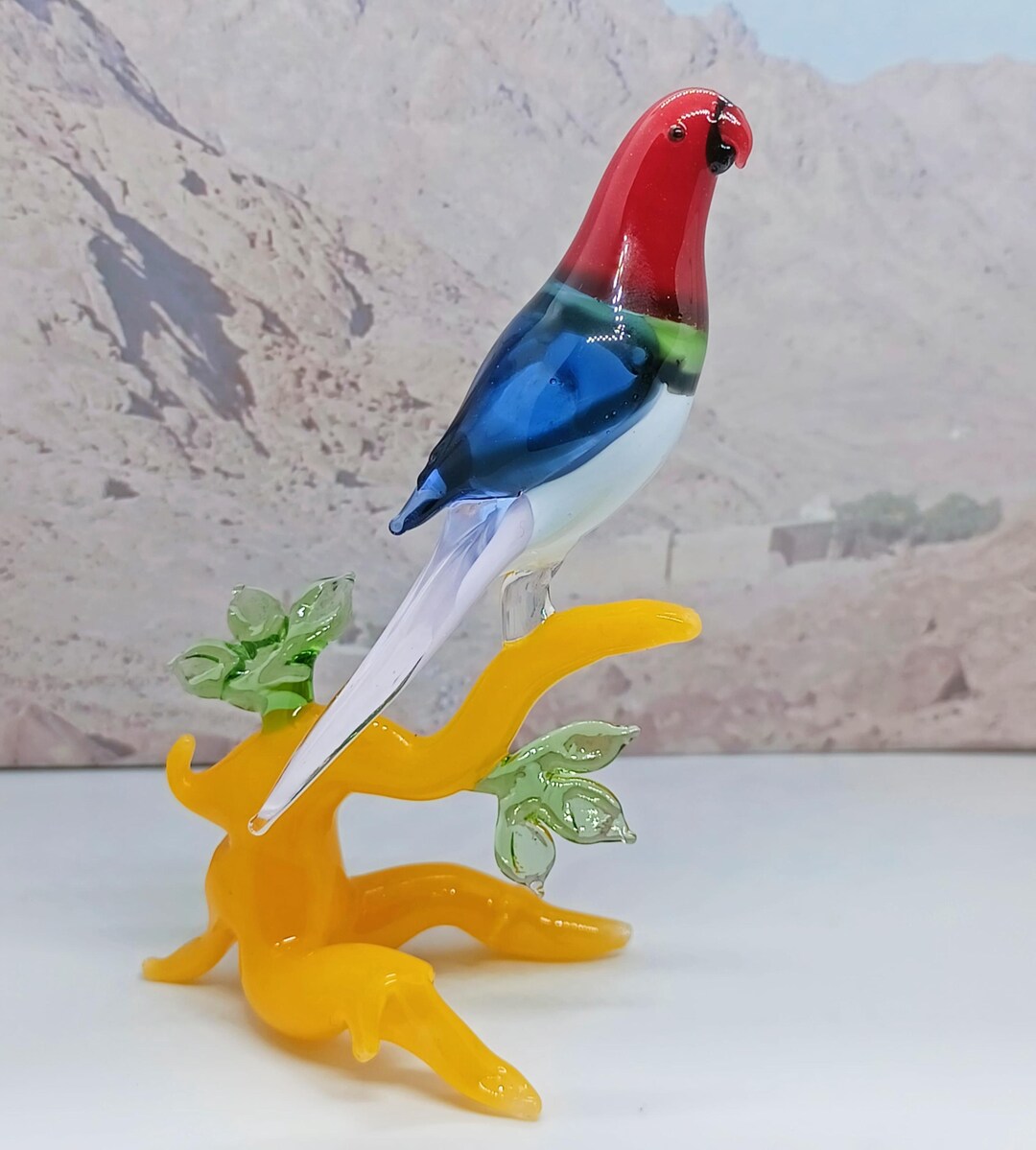 Murano Glass Macaw Parrot Sculpture Handmade Glass Yellow Macaw Parrot ...