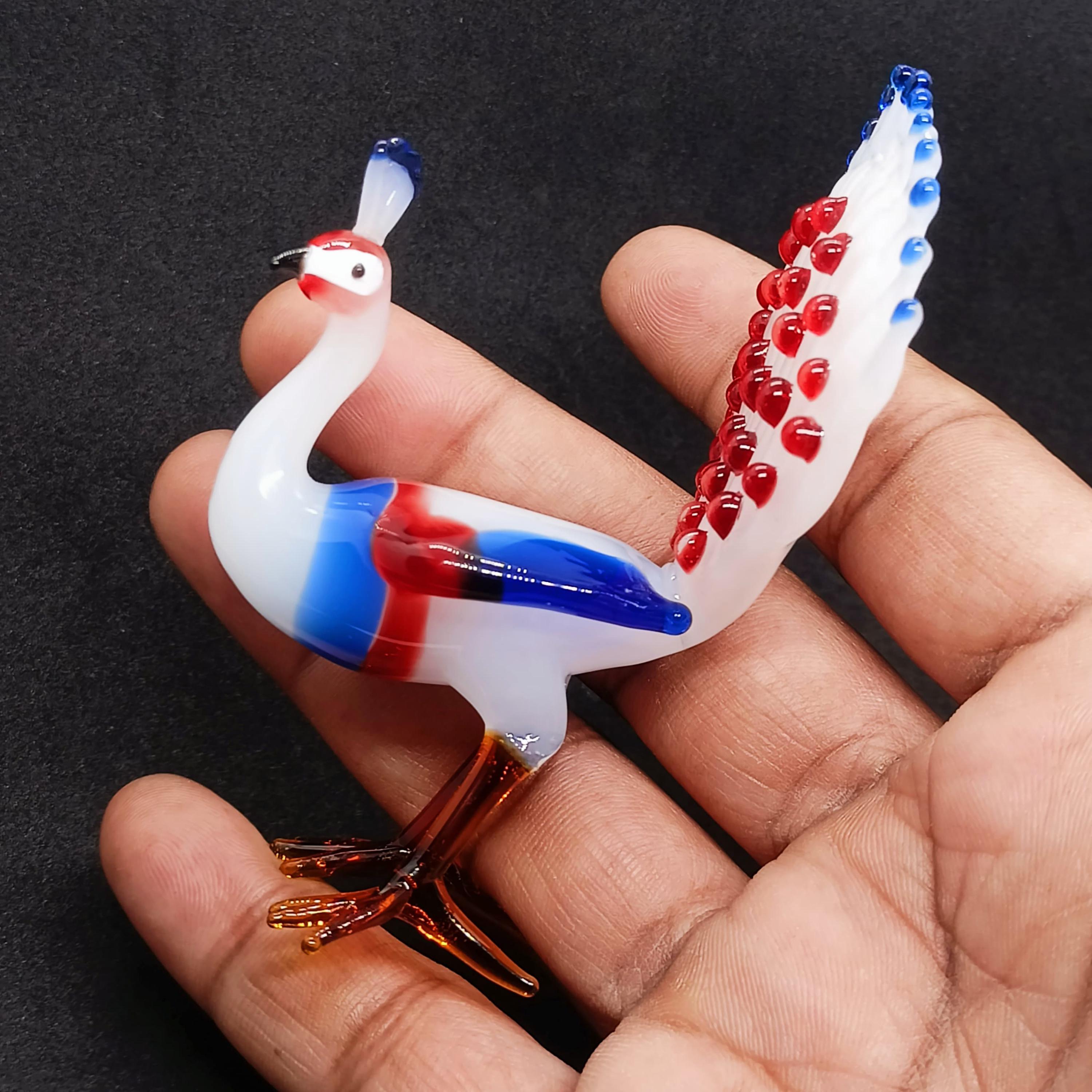 Handmade Murano Glass Peacock Figurine, Colorful Bird Sculpture - Etsy