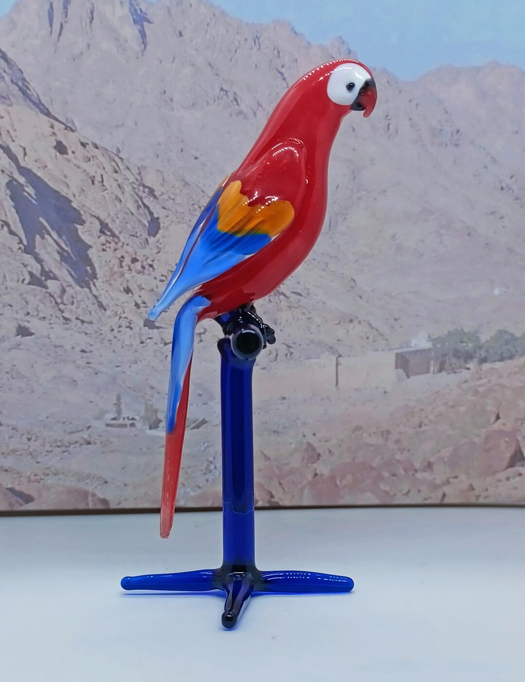 Murano Glass Macaw Parrot Sculpture Handmade Glass Red Macaw Parrot ...