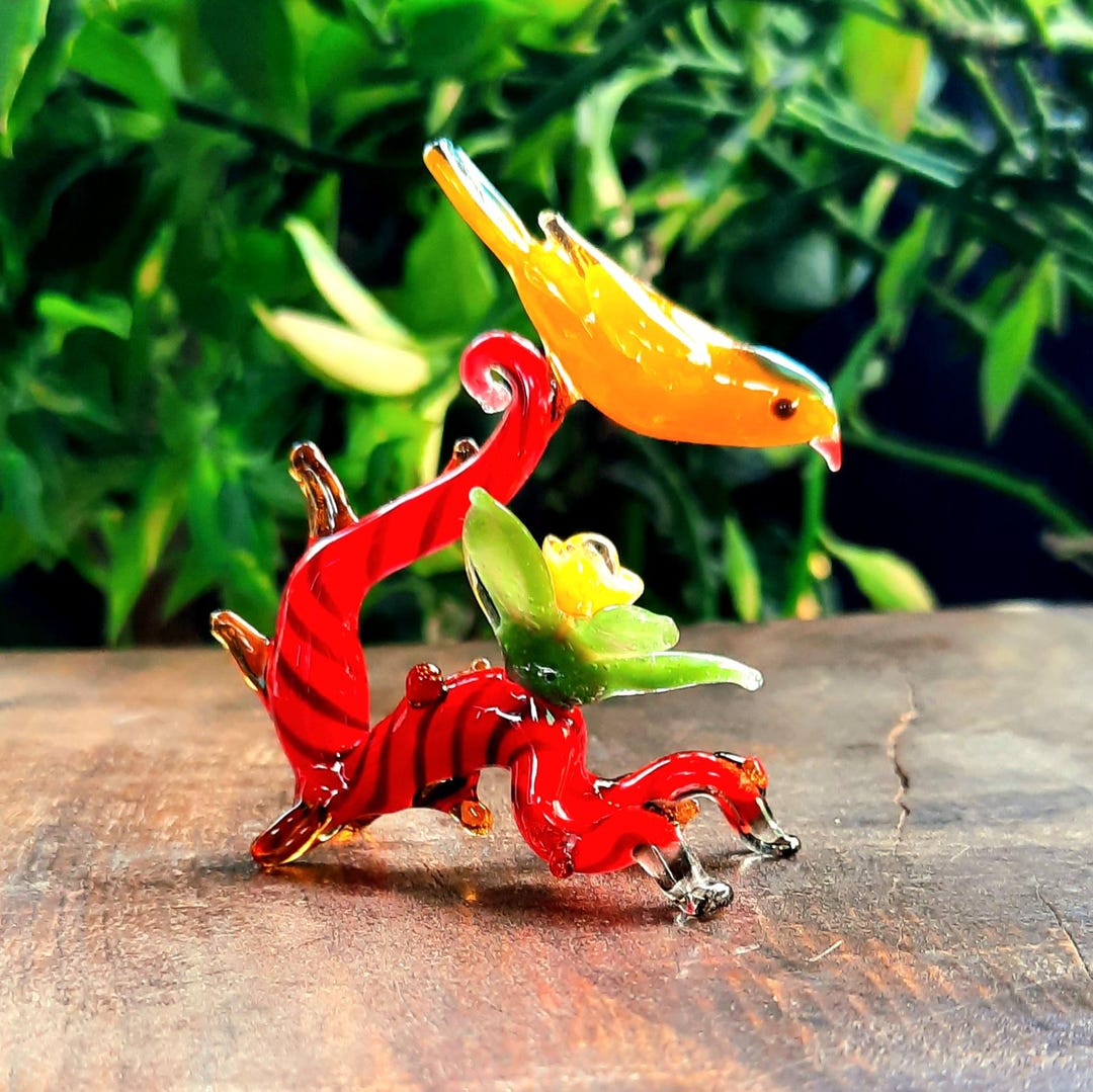 Handmade Murano Glass Bird Sculpture, Yellow Glass Figurine - Etsy