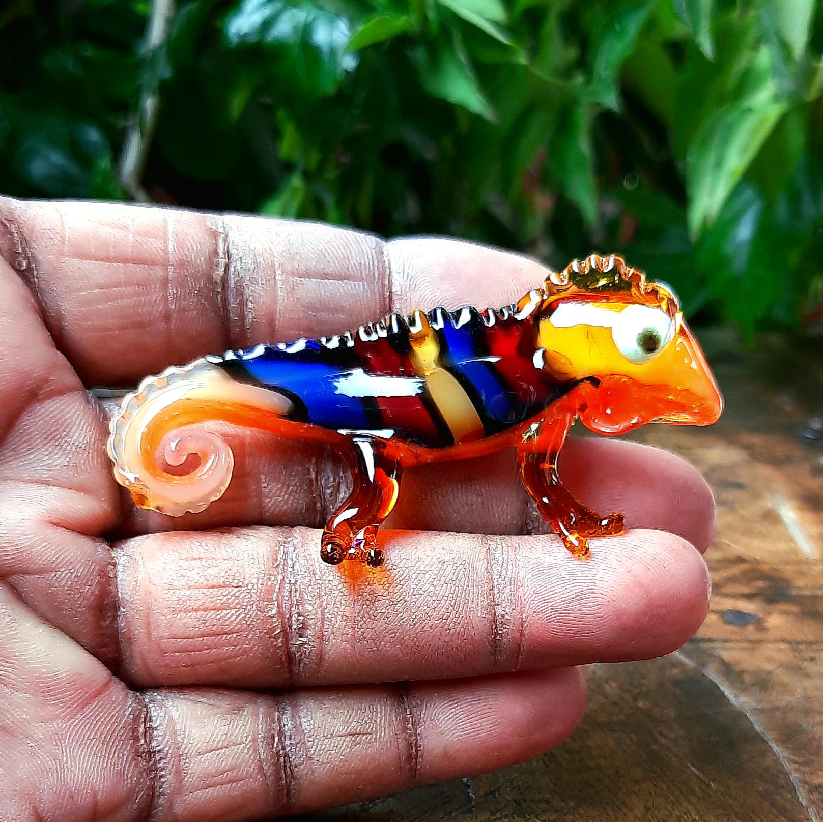 Murano Glass Lizard Figurine, Multicolor Sculpture - Etsy