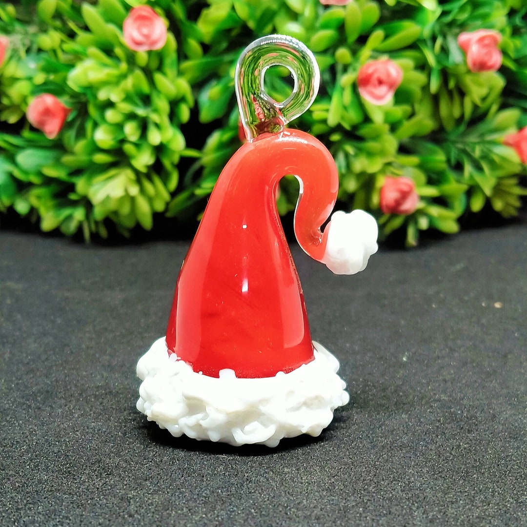 Murano Glass Santa Hat Pendants Red/white Color Glass Hat Locket ...