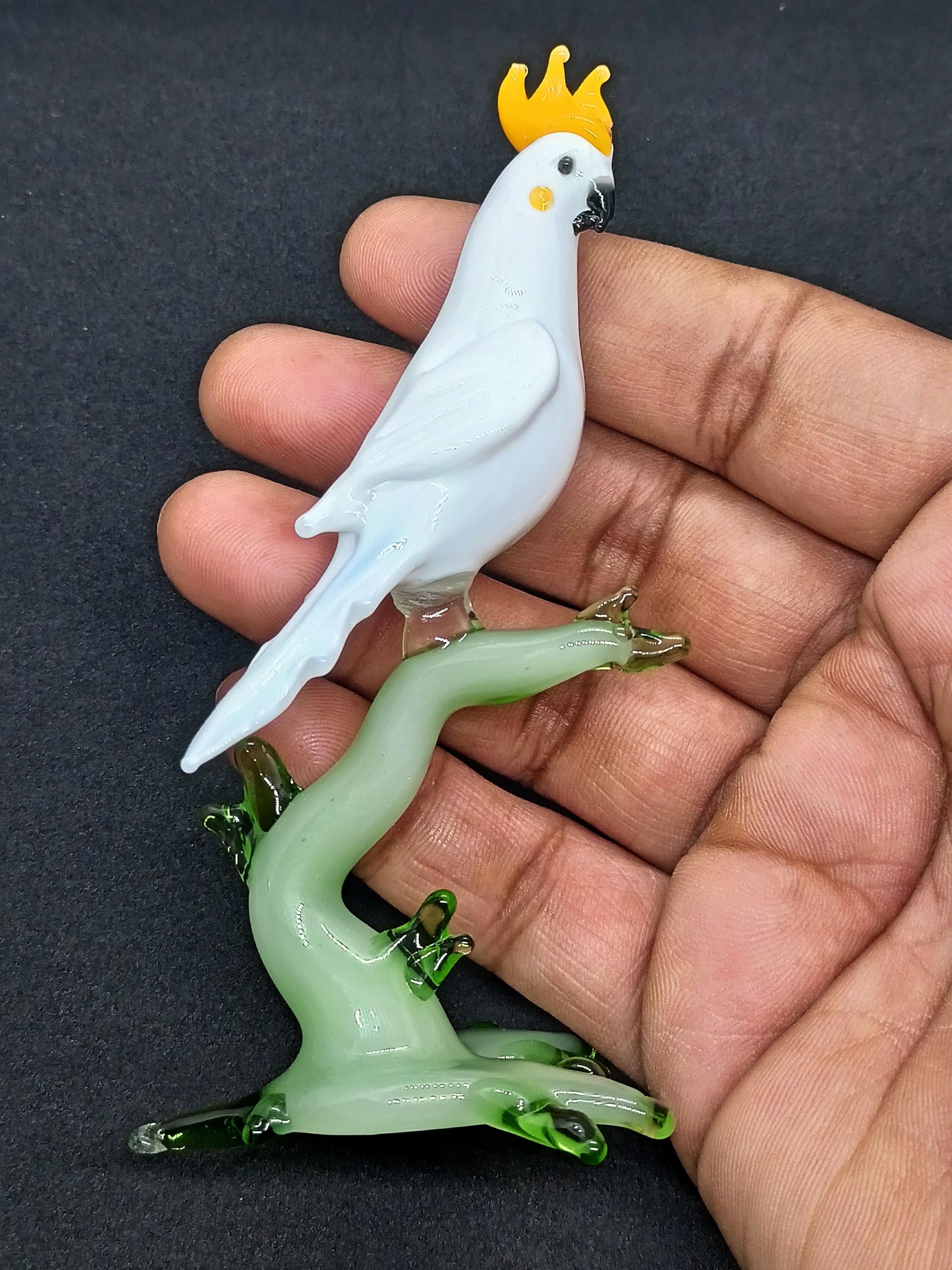 Murano Glass White Macaw Parrot Figurine, Handmade Glass Sculpture - Etsy