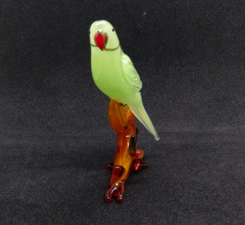 Murano Glass Parrot Figurine Indian Ringneck Green Parrot Sculpture ...