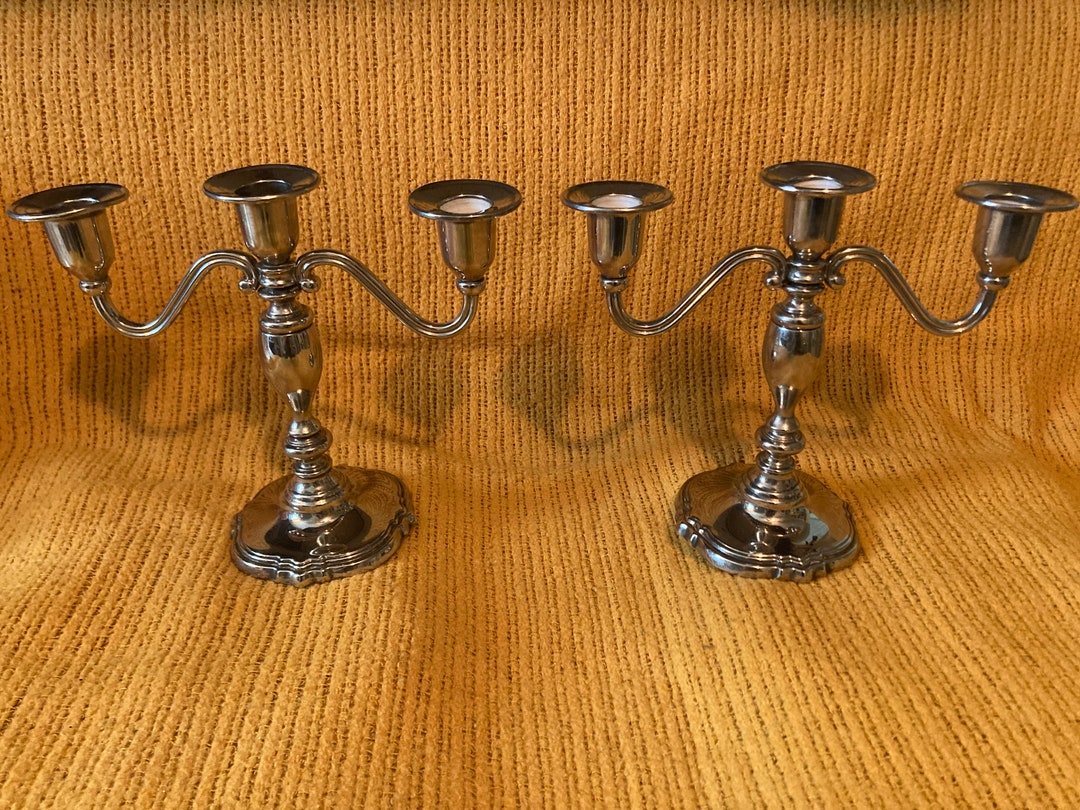 Godinger Candelabras, 3-light, Set of 2, Silver-plated, Vintage, 1960s ...