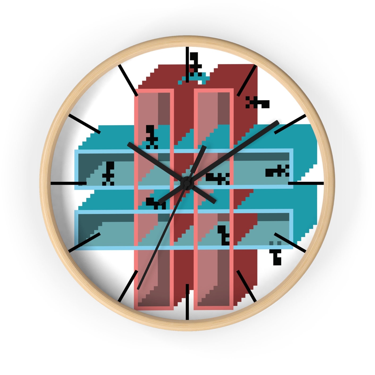 Ozzzz Intersections Geometric Pixel Art Wall Clock - Etsy