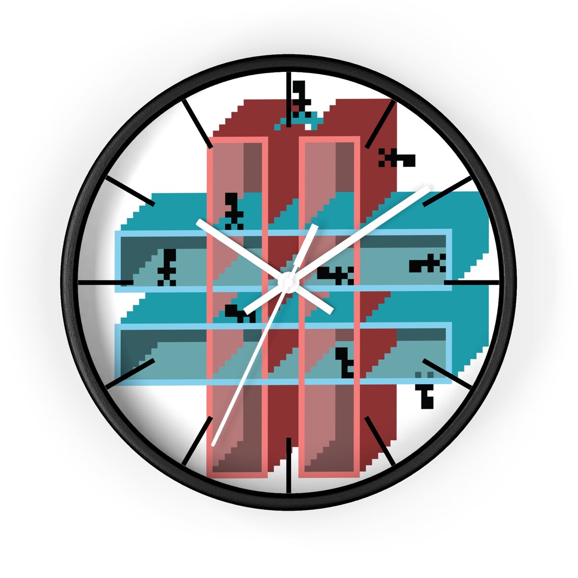 Ozzzz Intersections Geometric Pixel Art Wall Clock - Etsy