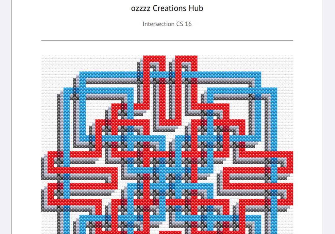 Cross Stitch Embroidery Pattern Geometric Intersection CS 16 2 Size ...