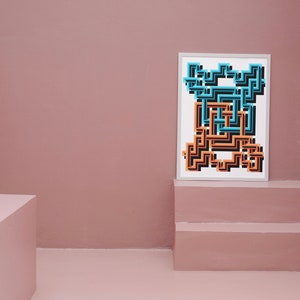 Intricate Geometric Knot Pixel Wall Art - Modern Pixel Design for Home ...