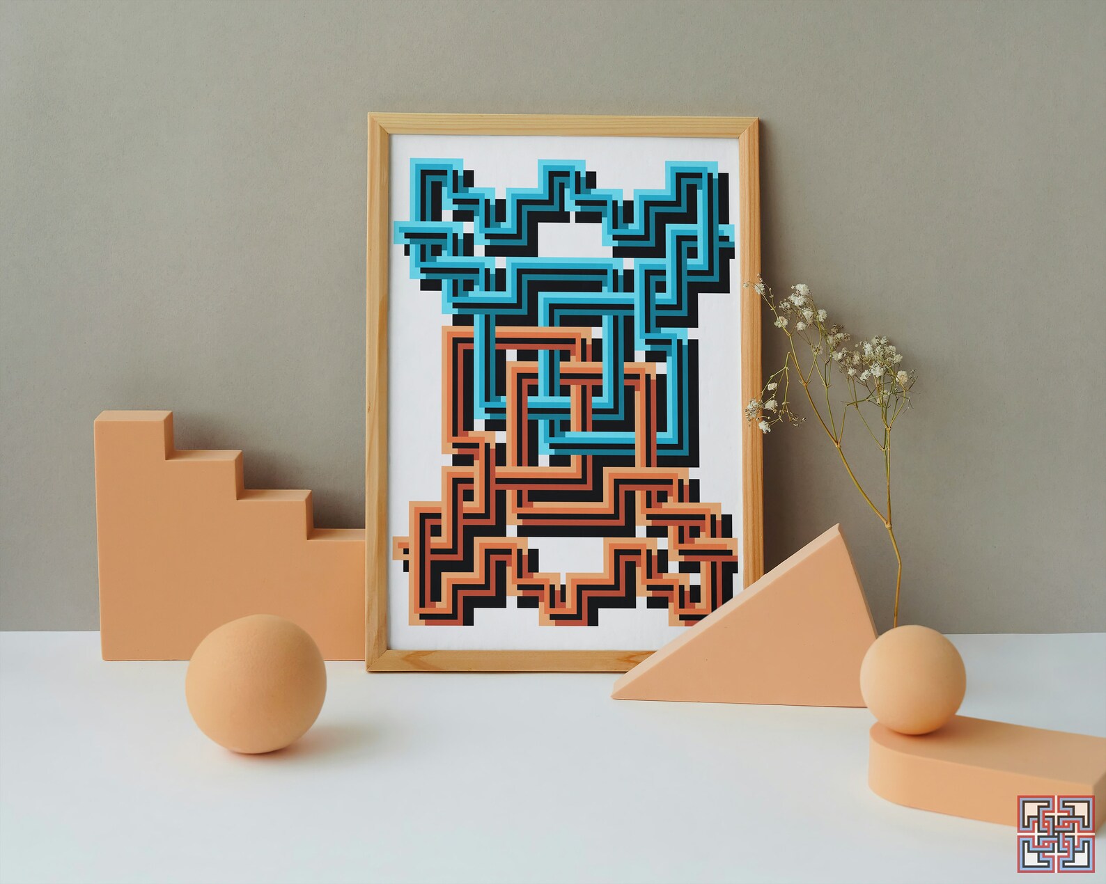 Intricate Geometric Knot Pixel Wall Art - Modern Pixel Design for Home ...