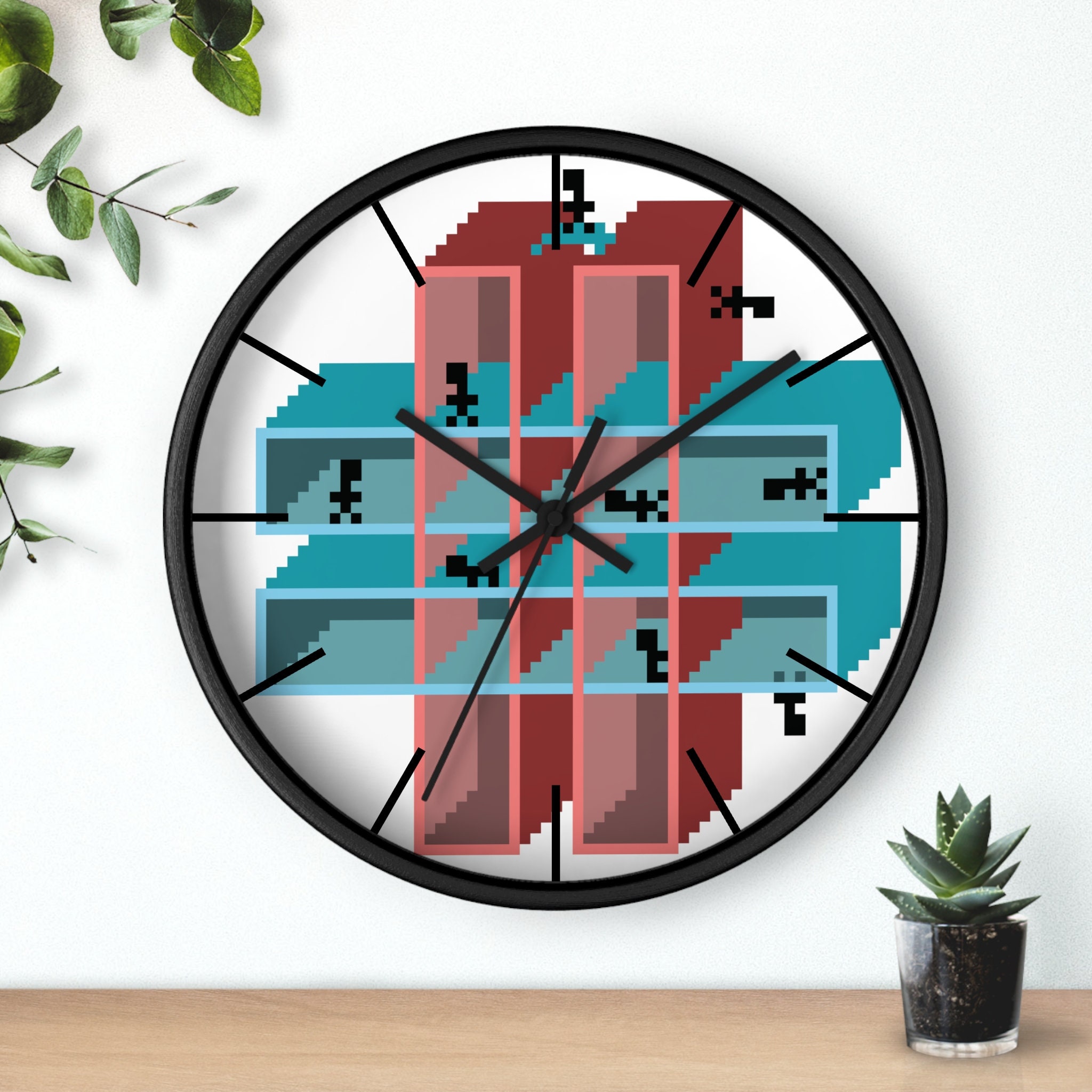 Ozzzz Intersections Geometric Pixel Art Wall Clock - Etsy