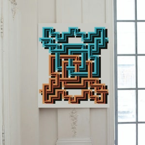 Intricate Geometric Knot Pixel Wall Art - Modern Pixel Design for Home ...