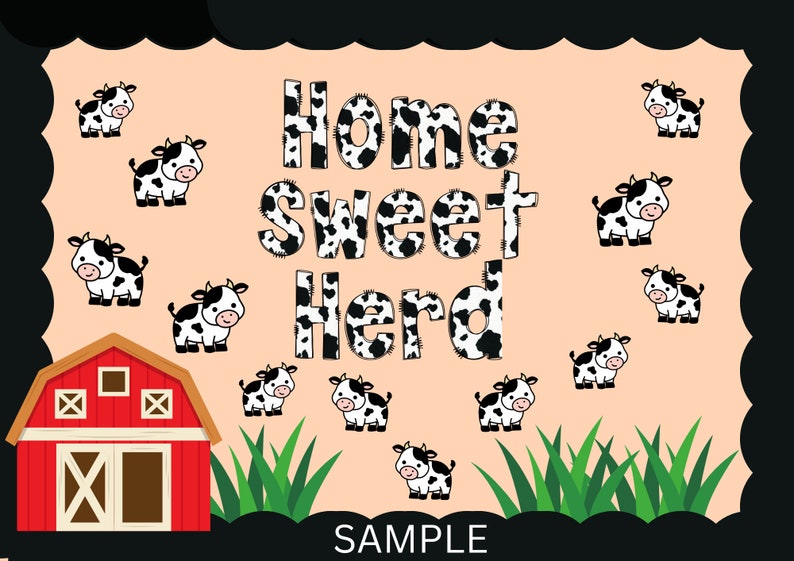 Cow Print Bulletin Board Letters, Farm Print Letters, Cow Classroom ...