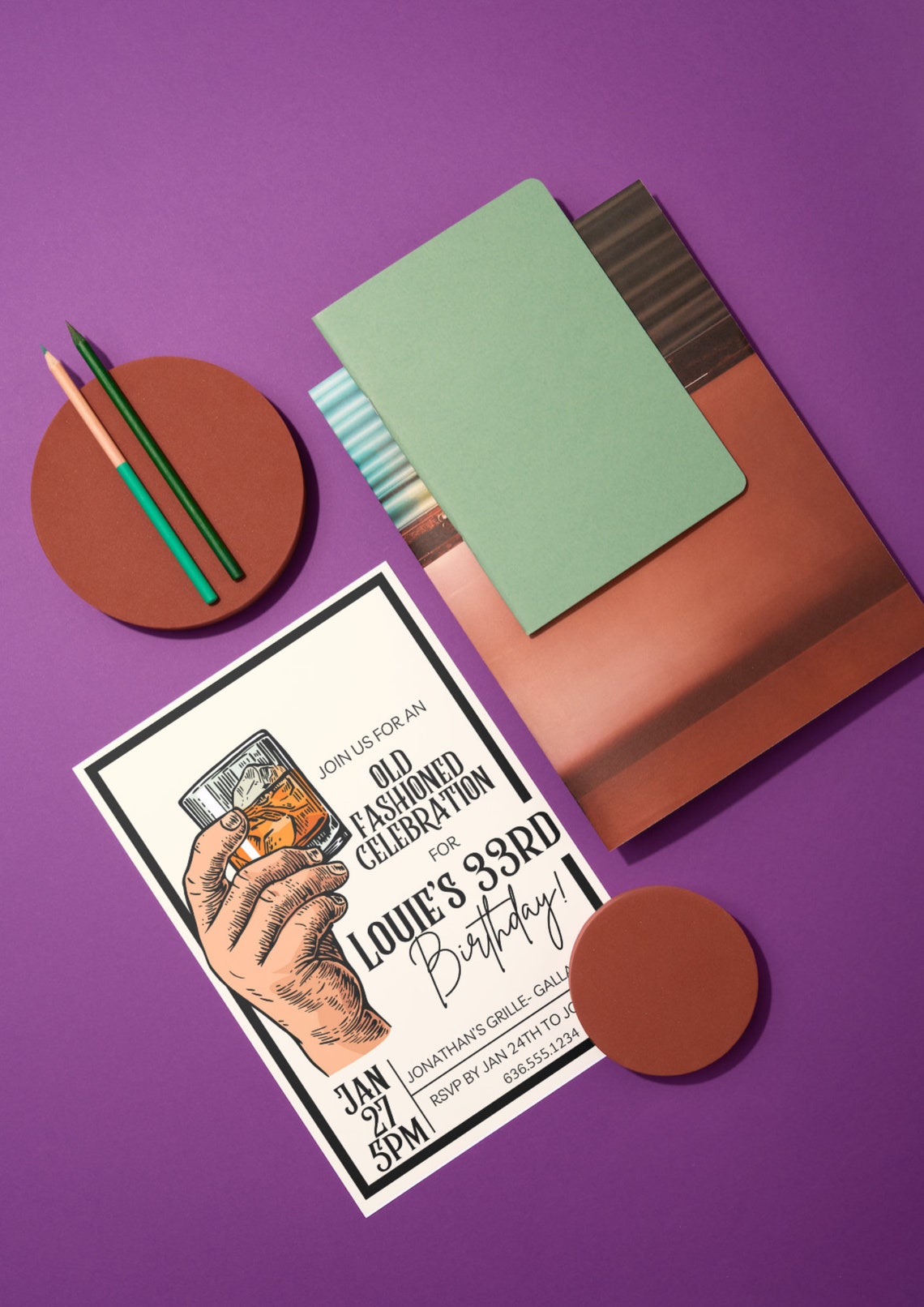 Old Fashioned Invitation | Men's Birthday Invitation | Editable ...