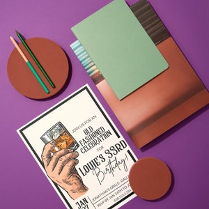 Old Fashioned Invitation | Men's Birthday Invitation | Editable ...