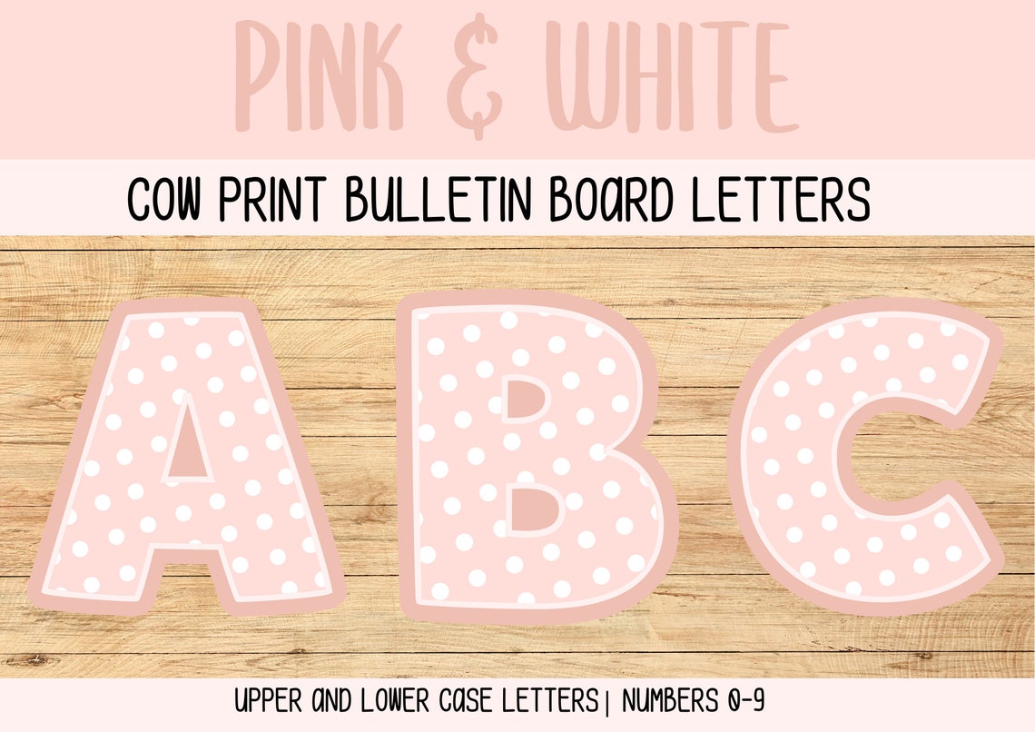 Pretty in Pink Pola Dot Letters, Pink Bulletin Board Letters, Bold Pink ...