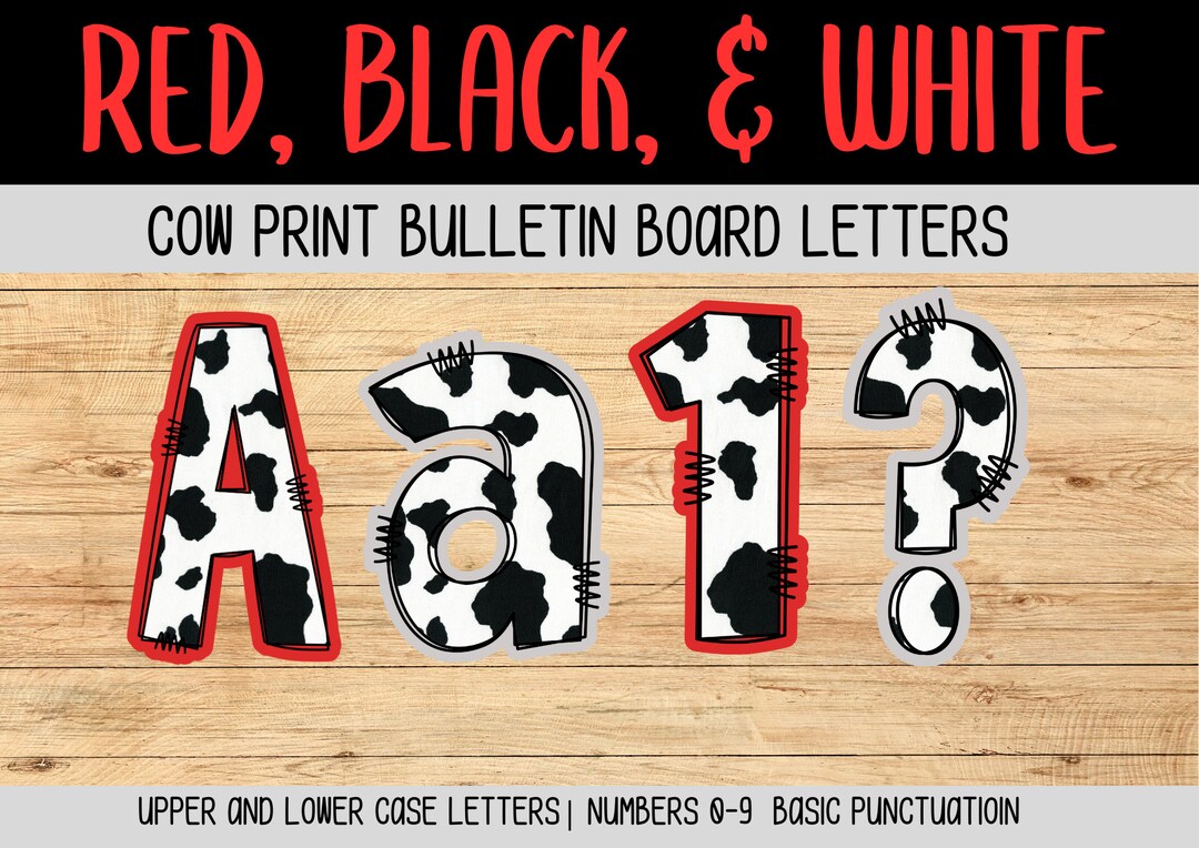 Cow Print Bulletin Board Letters, Farm Print Letters, Cow Classroom ...
