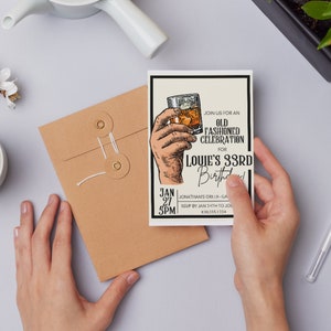 Old Fashioned Invitation | Men's Birthday Invitation | Editable ...