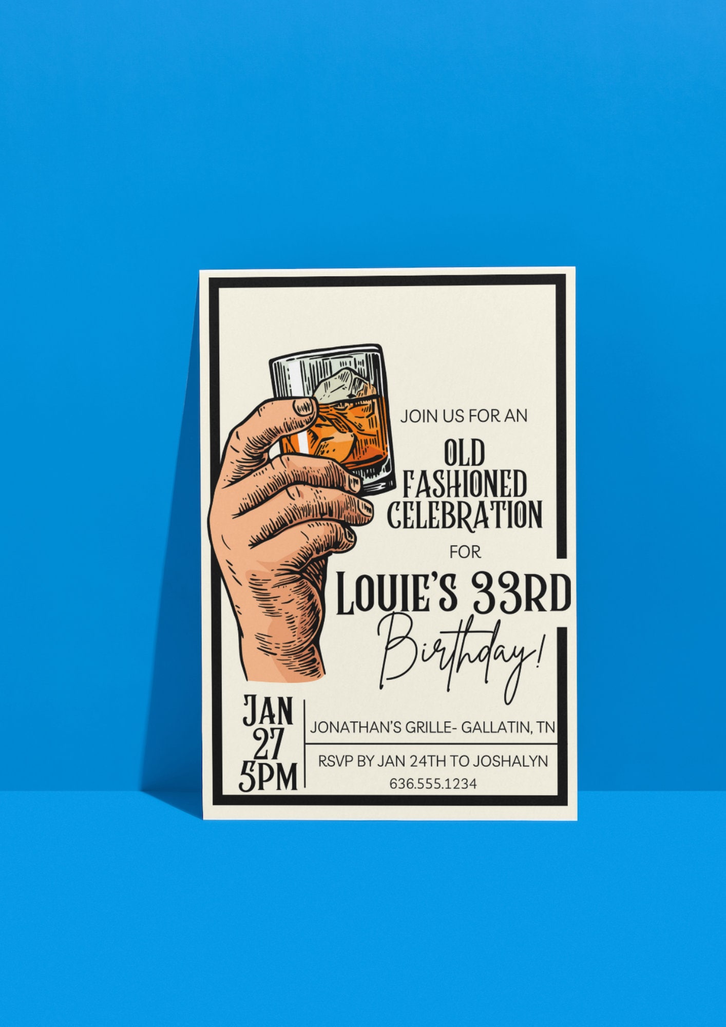 Old Fashioned Invitation | Men's Birthday Invitation | Editable ...