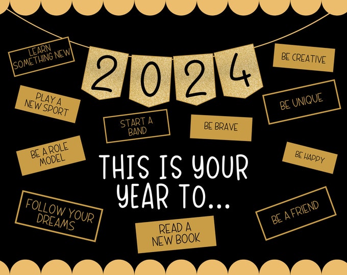 New Year Bulletin Board Kit | New Year New You | January Bulletin Board ...