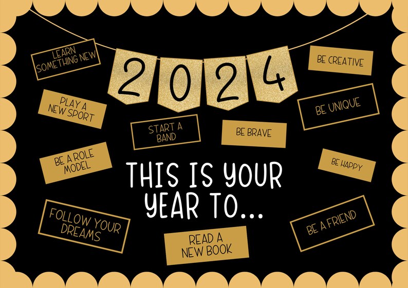 New Year Bulletin Board Kit | New Year New You | January Bulletin Board ...