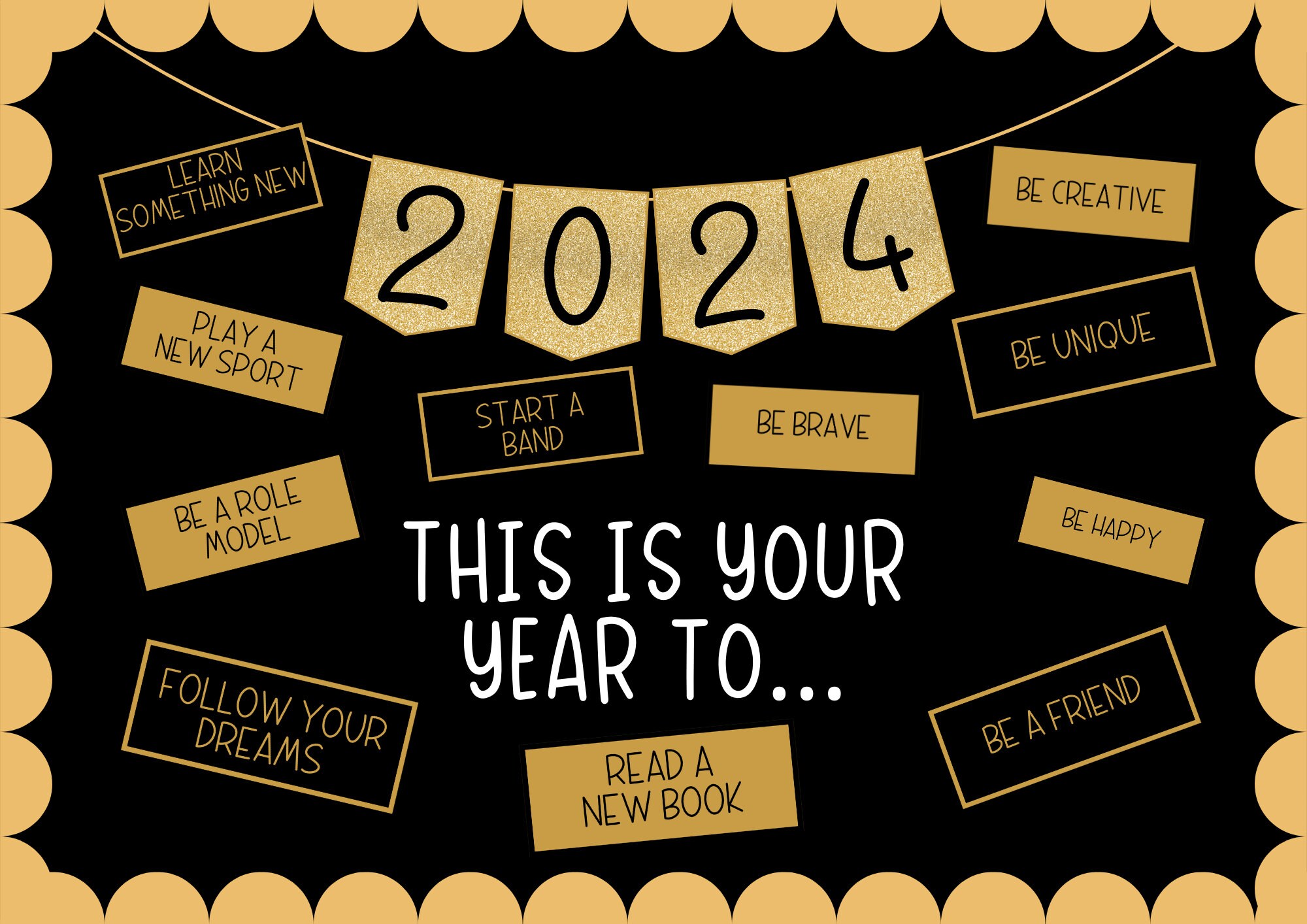 New Year Bulletin Board Kit | New Year New You | January Bulletin Board ...