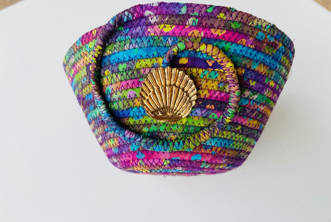 Batik Fabric Coil Bowl With Gold Shell - Etsy