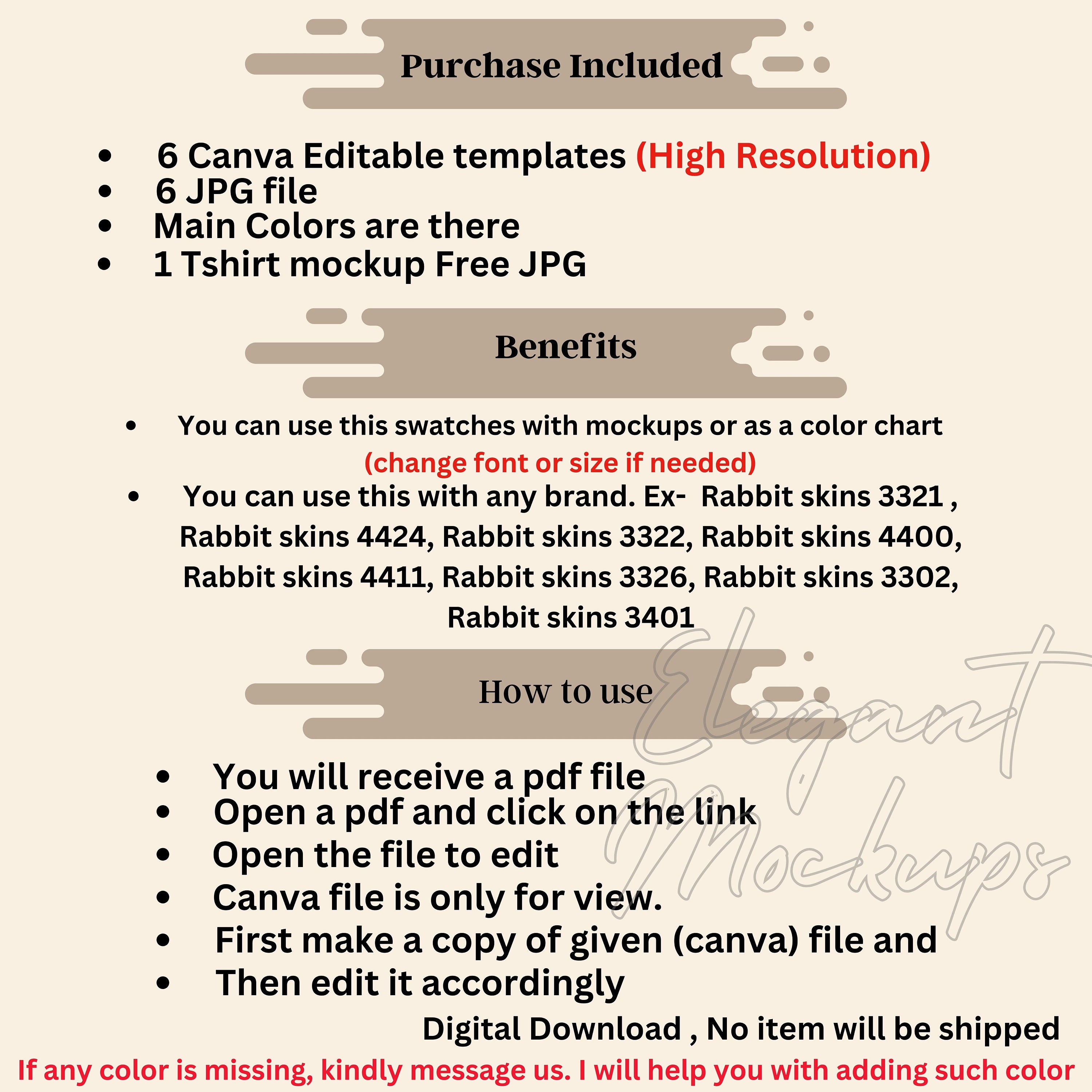Canva Editable Rabbit Skins Color Chart (digital Download) - Etsy