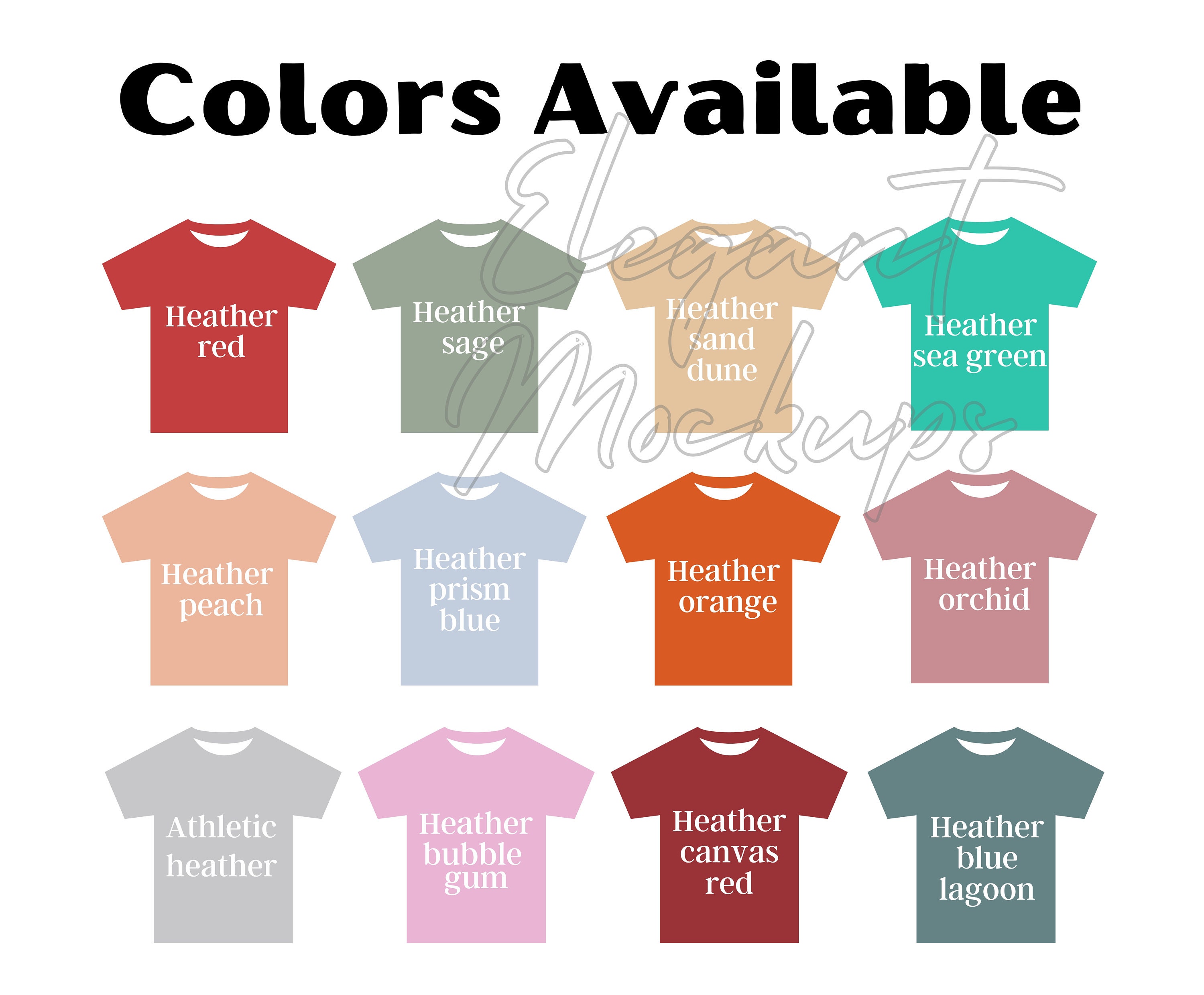 Editable Bella Canvas Color Chart, Bella Canvas 3001 Color Chart, Color ...